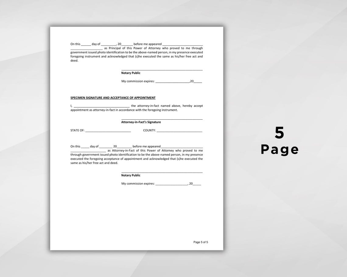 Durable Power of Attorney Template. Printable Durable Power of Attorney ...
