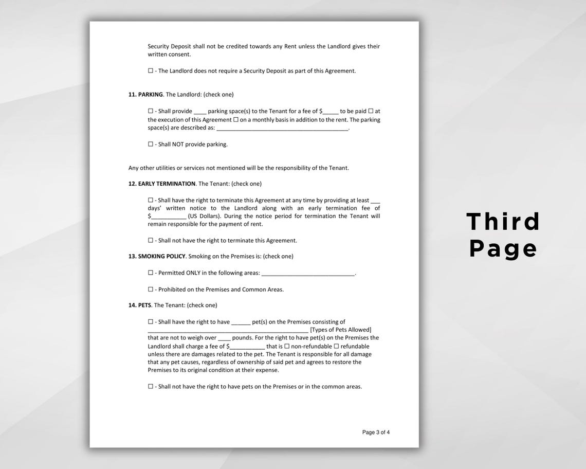 Editable Rental Agreement Template. Printable Lease Agreement ...
