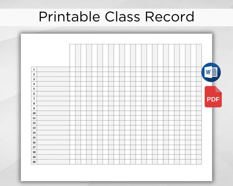 Printable Class Record Templates | Editable Student Grade Tracker ...