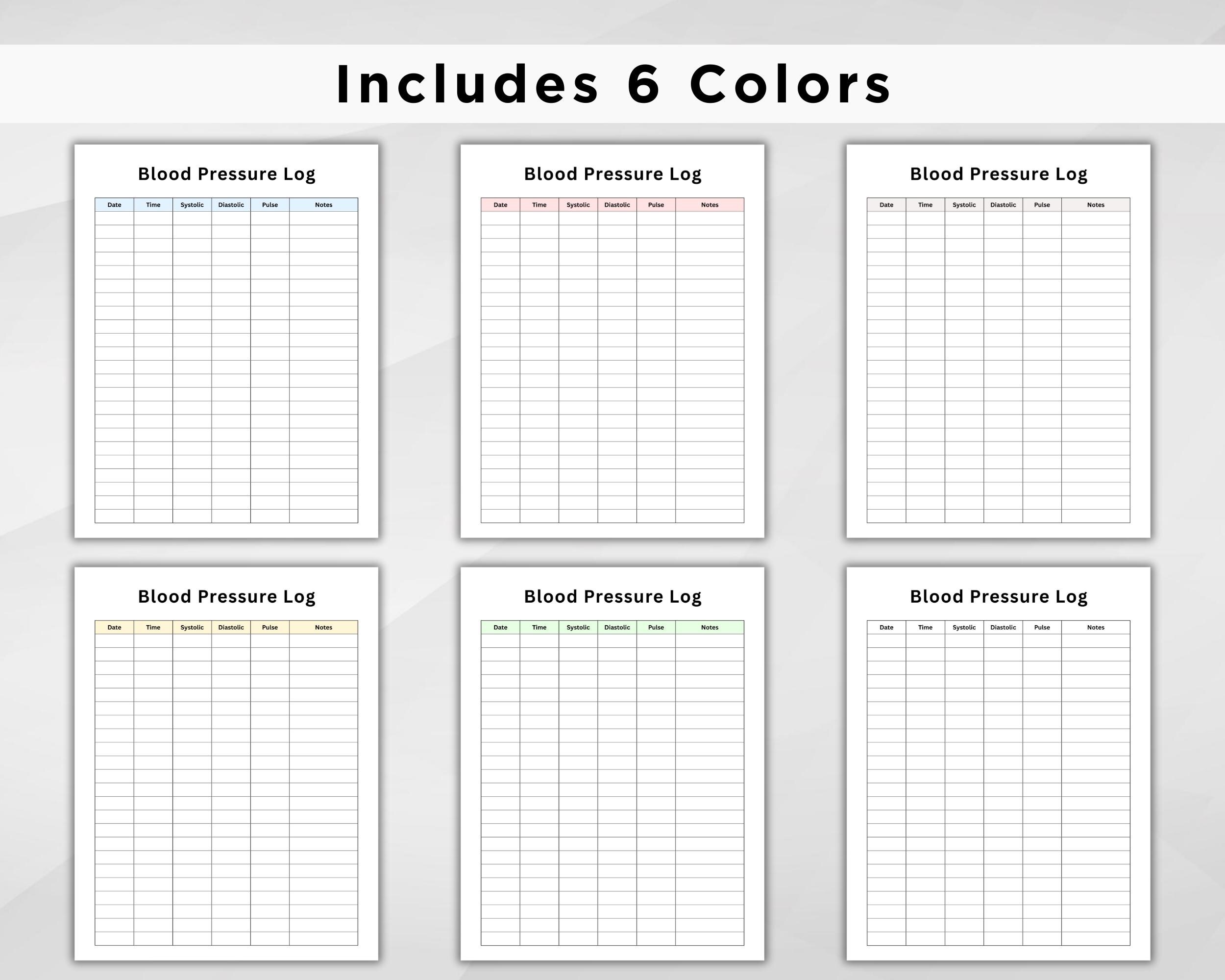 Blood Pressure Log Printable. High Blood Pressure Tracker. BP Tracker ...