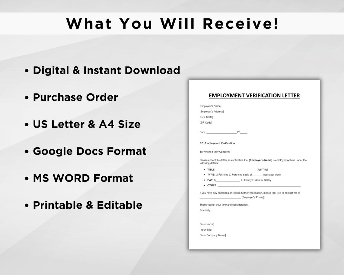 Employment Verification Letter Template. Employment Verification Letter ...