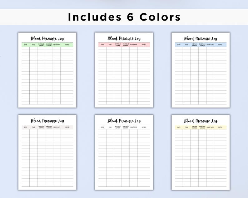 Blood Pressure Log Editable Printable, Blood Pressure Tracker, Medical ...