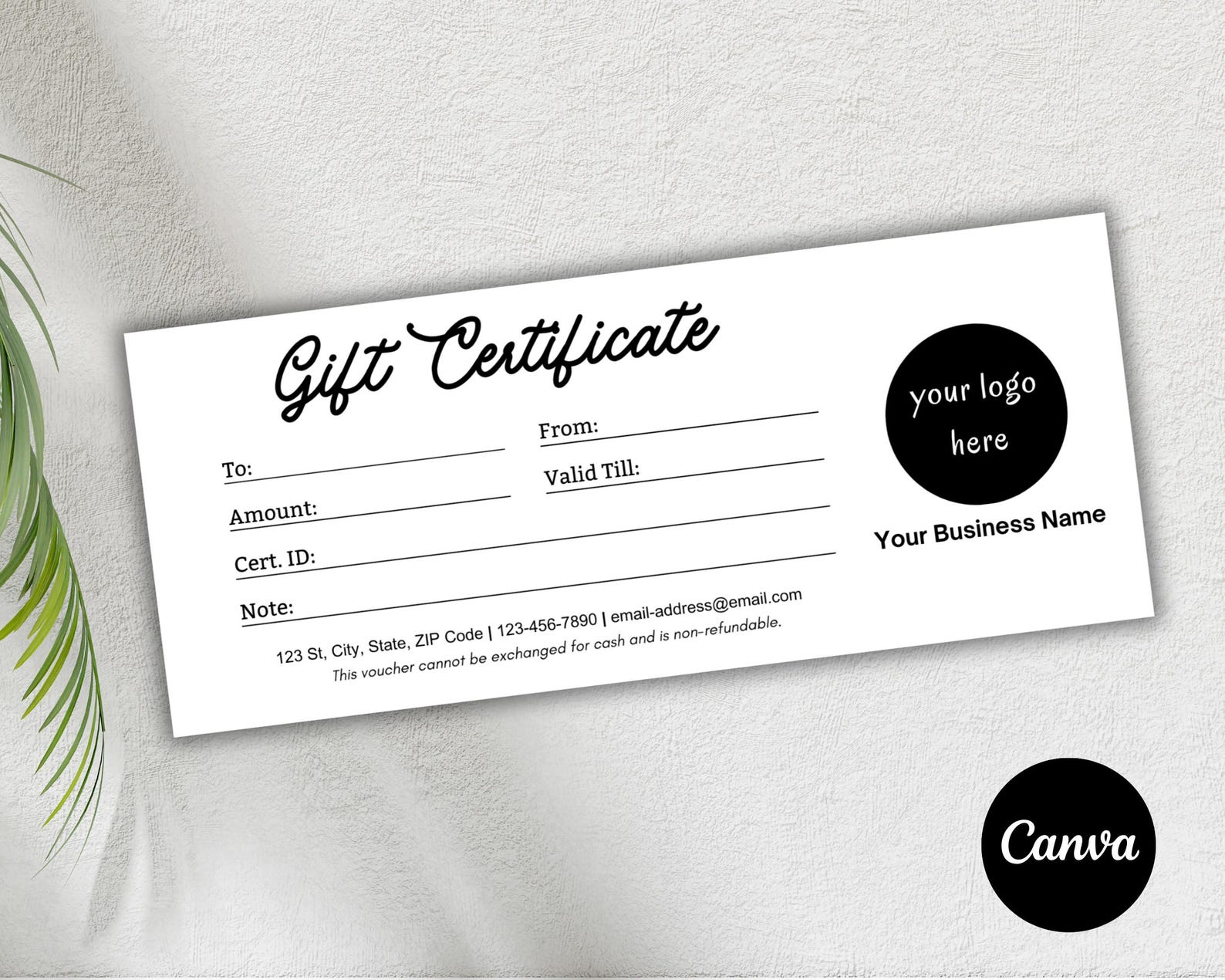 Editable Gift Certificate Template, Printable Gift Voucher & Custom ...