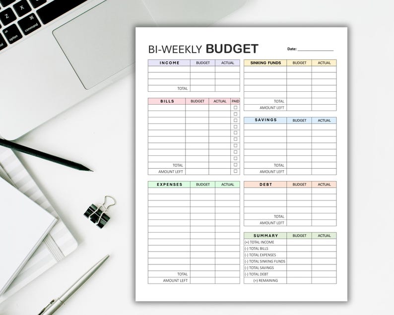 Biweekly Budget Planner EDITABLE | Paycheck Budget Tracker | Finance ...