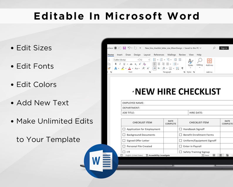 New Hire Checklist Template. New Employee Checklist. Employee ...