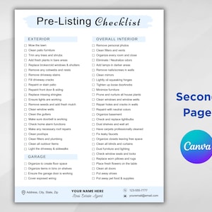 Pre-listing Checklist. Real Estate Prelisting Template. Sellers Agent ...
