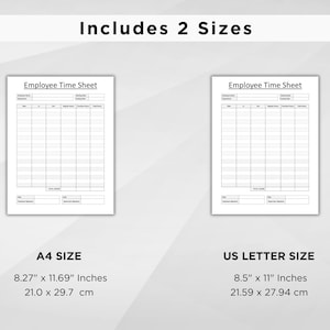 Employee Time Sheet Template Printable. Editable Time Card. Work ...