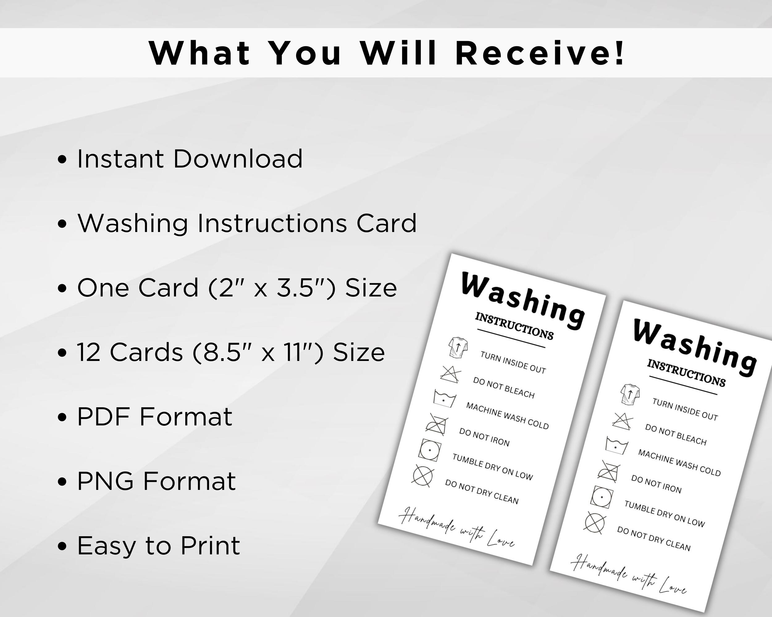 Clothing Washing Instructions Printable, Washing Instruction Card ...