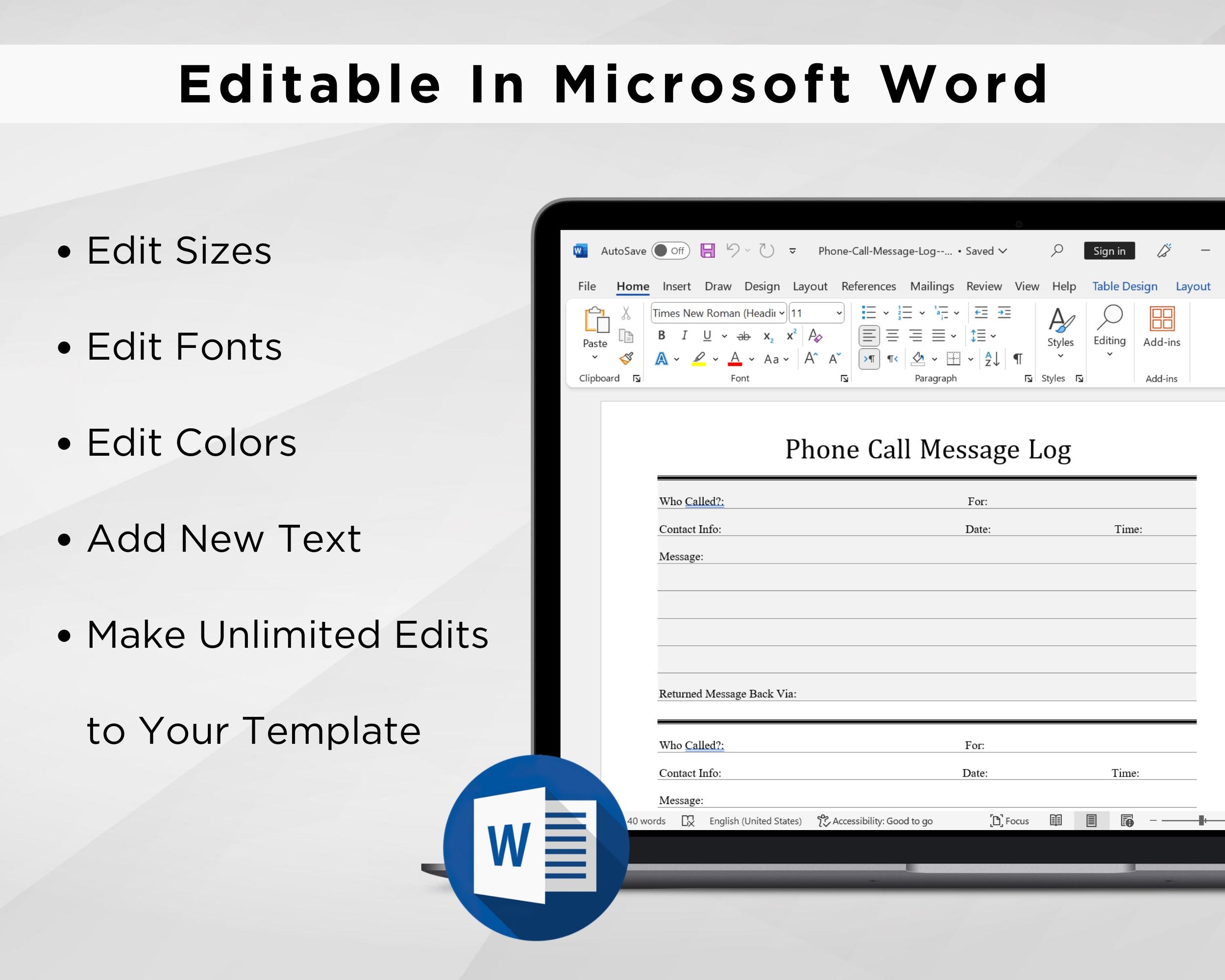 Printable Phone Call Message Log. Message Log. Call Log. Phone Log ...
