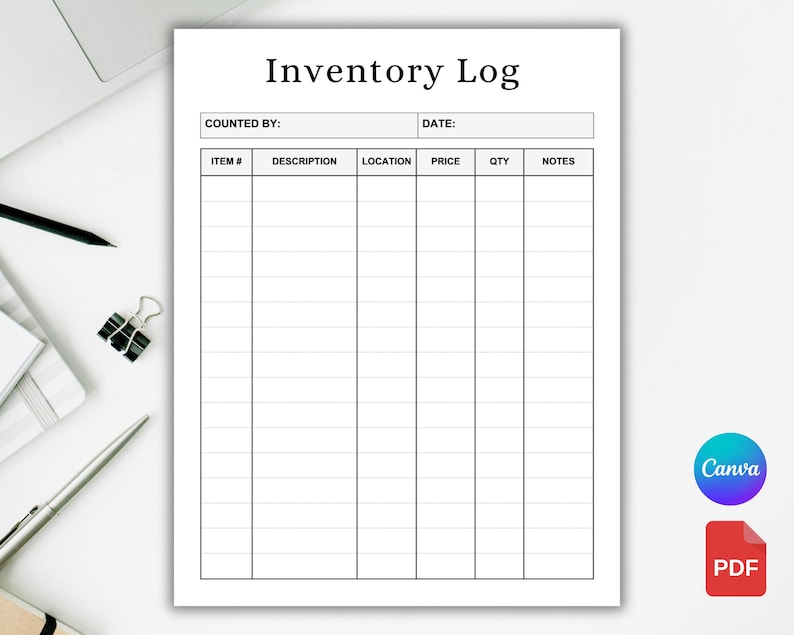 Editable Inventory Tracker. Inventory Log. Product Inventory. Inventory ...