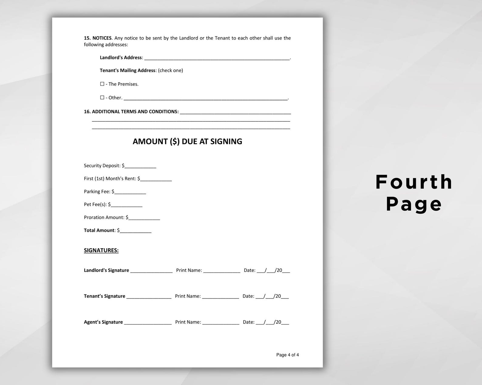 Editable Rental Agreement Template. Printable Lease Agreement ...