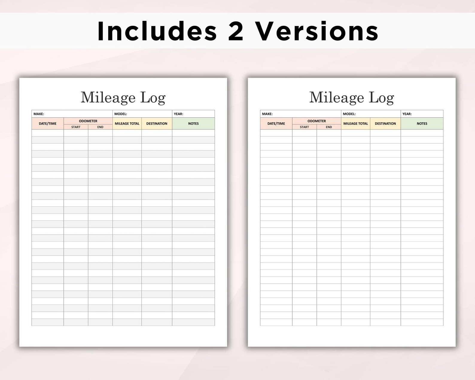 Mileage Log Printable PDF. Vehicle Miles Travelled Tracker. Mileage ...