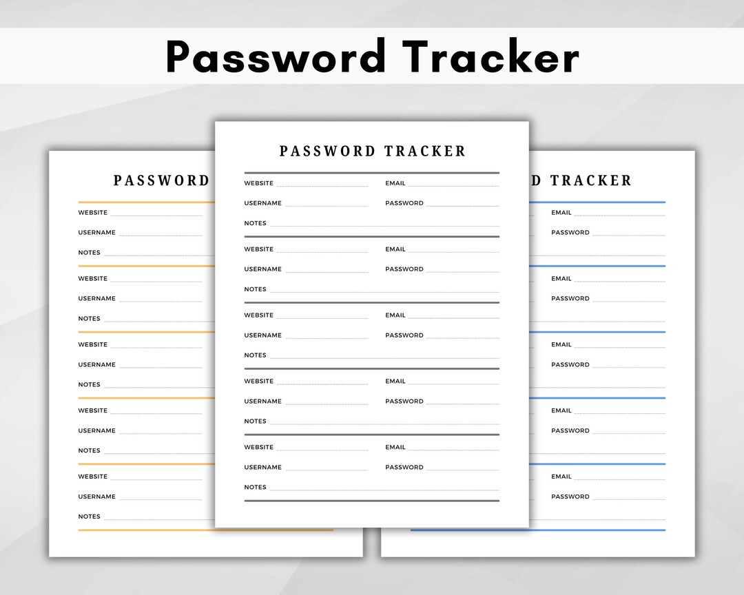 Password Tracker Printable | Password Log | Login & Password Organizer ...