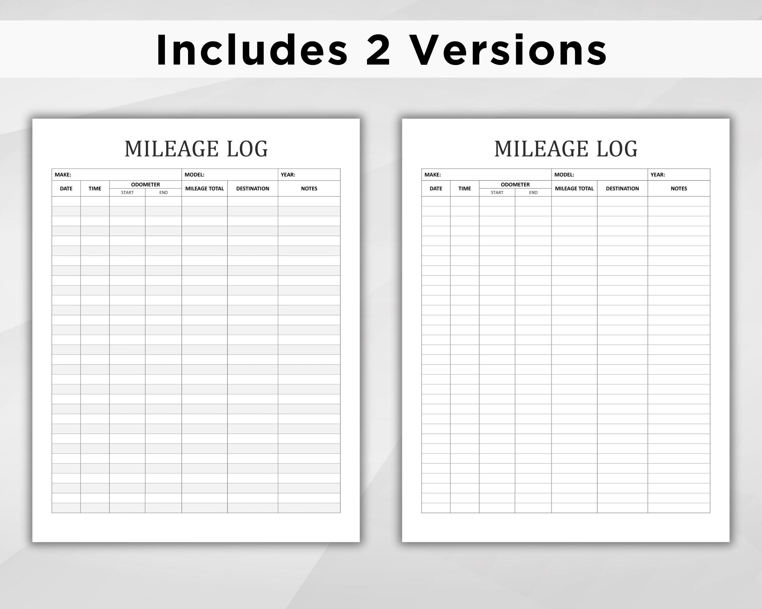 Mileage Tracker. Printable Mileage Log. Work Trip Miles Tracker ...