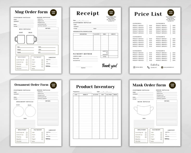 Editable Order Forms Bundle. Printable Small Business Form. Invoice ...