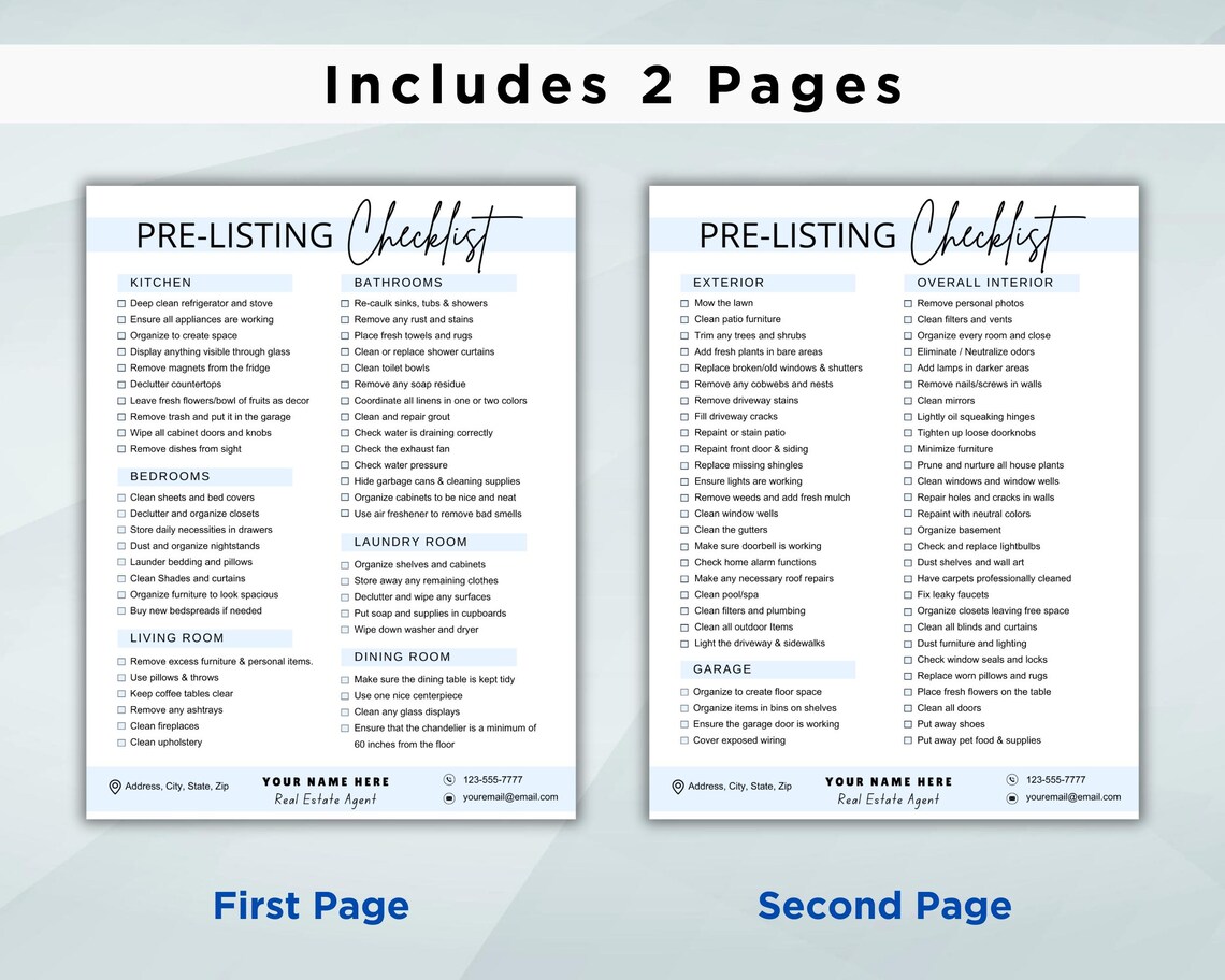 Real Estate Pre-listing Checklist. Realtor Marketing. Home Selling ...