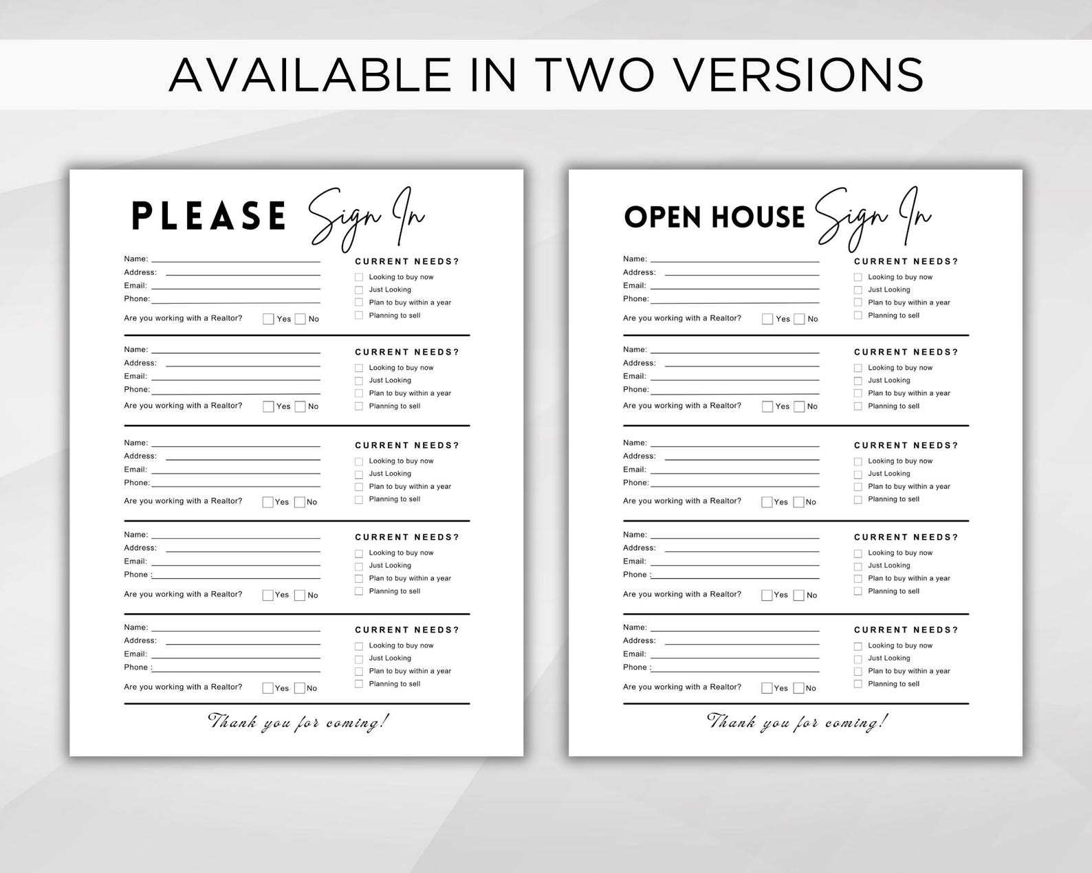Open House Sign in Sheet. Real Estate Marketing. Realtor Open House ...