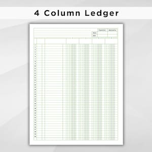 Accounting Ledger. 2-6 Columns Ledger. Columnar Paper. Digital Ledger ...