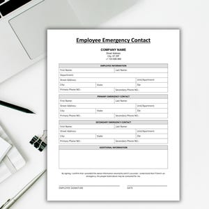 Employee Emergency Contact Form Editable. Employee Emergency Contact ...