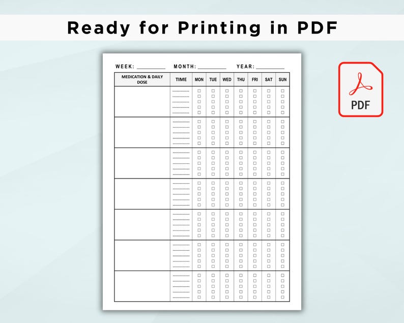 PRINTABLE Medication Tracker. Medication Log. Daily Medication Sheet ...