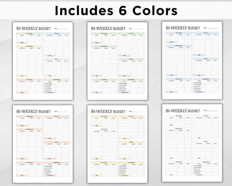 Biweekly Budget Planner. Printable Paycheck Budget Tracker. Finance ...