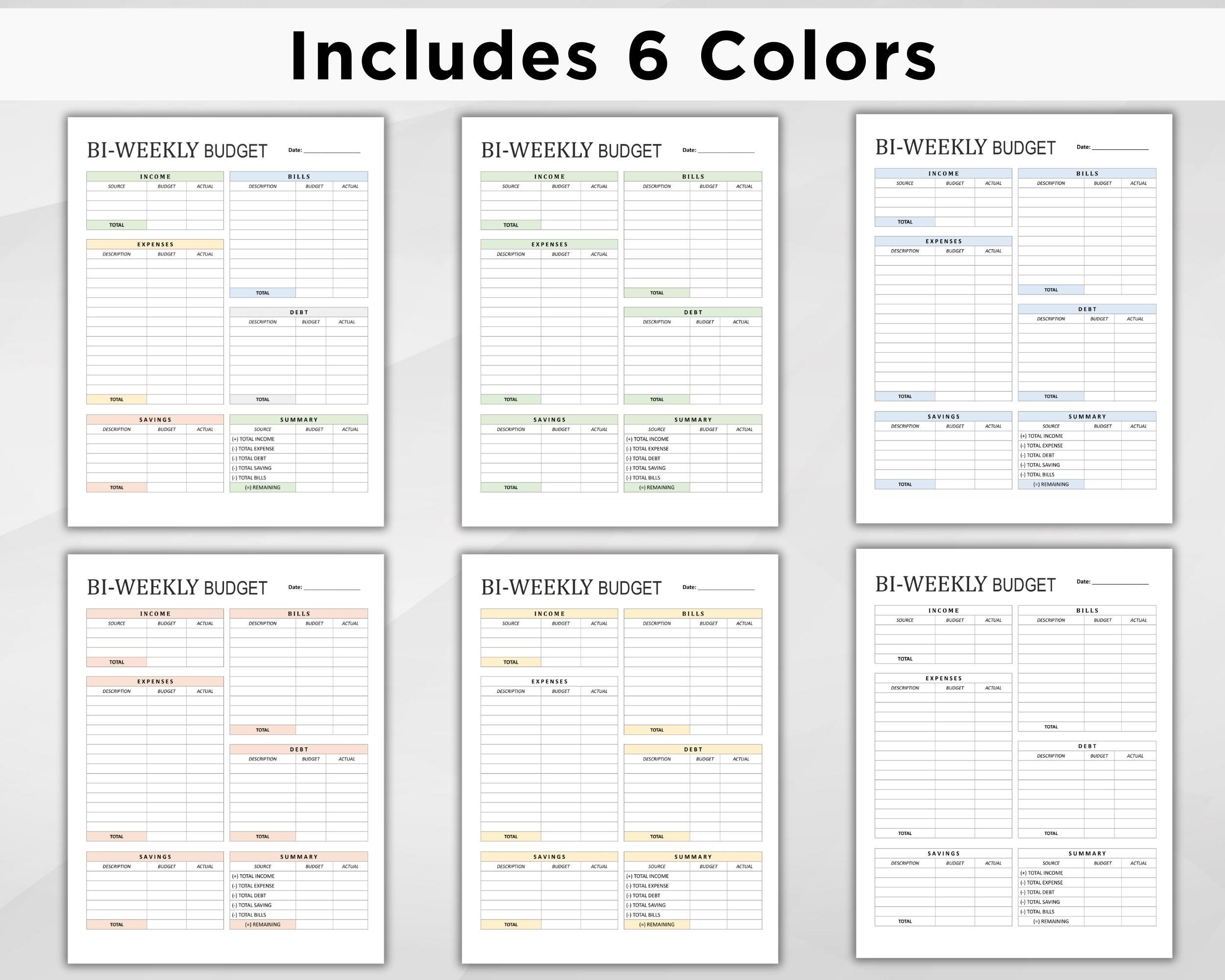 Biweekly Budget Planner. Printable Paycheck Budget Tracker. Finance ...