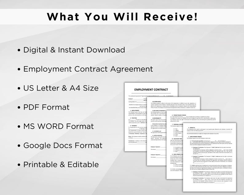 Employment Contract Agreement. Employment Service Contract Templates ...
