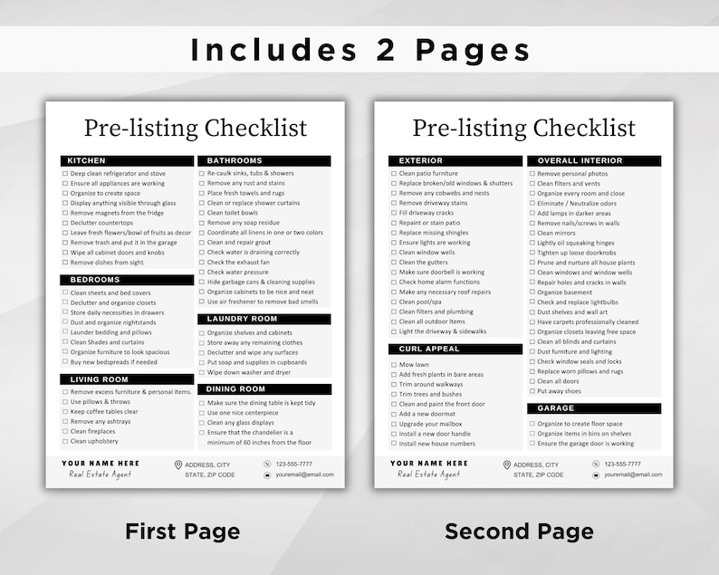 Editable Pre-listing Checklist. Realtor Template. Home Seller Checklist ...