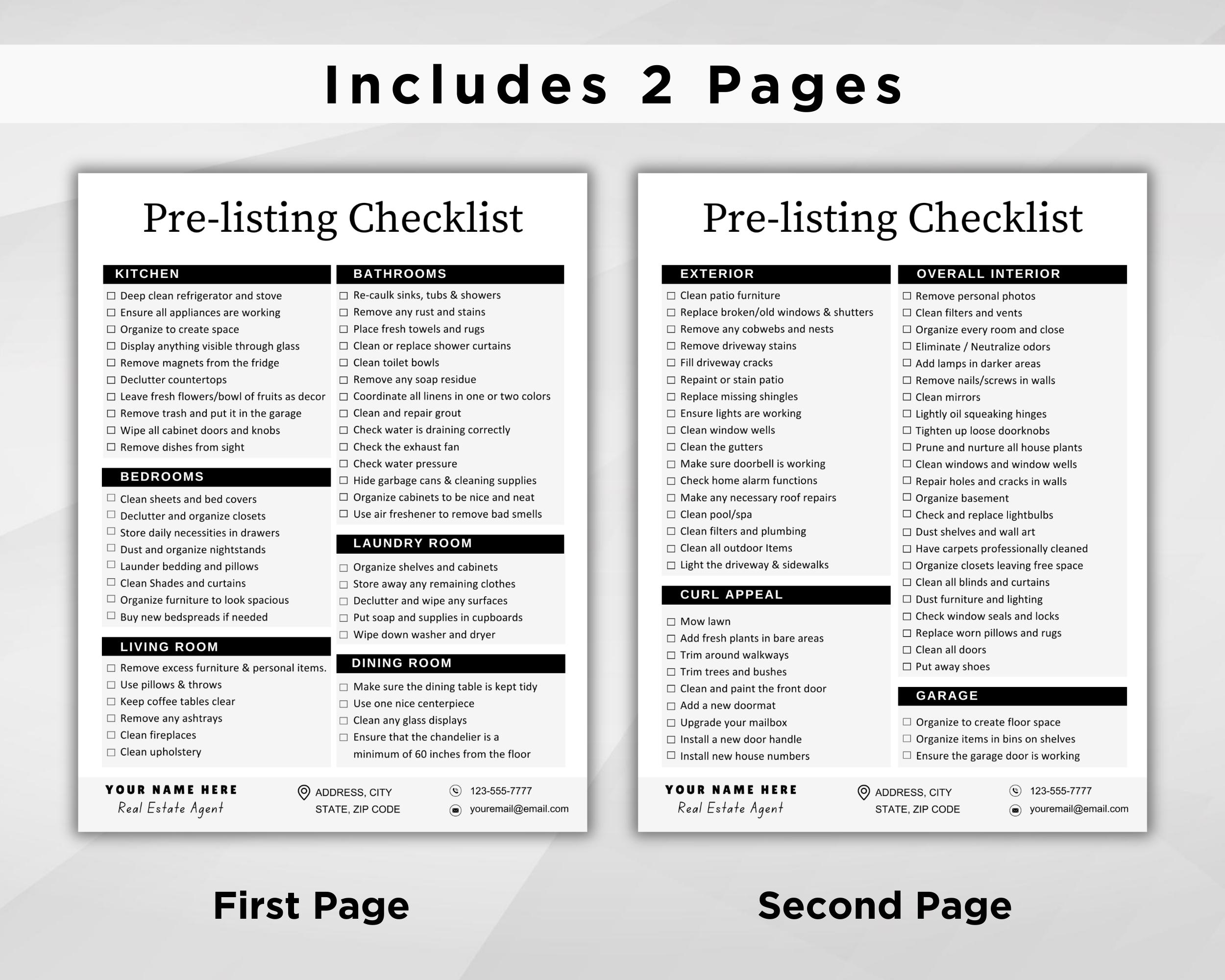 Editable Pre-listing Checklist. Realtor Template. Home Seller Checklist ...