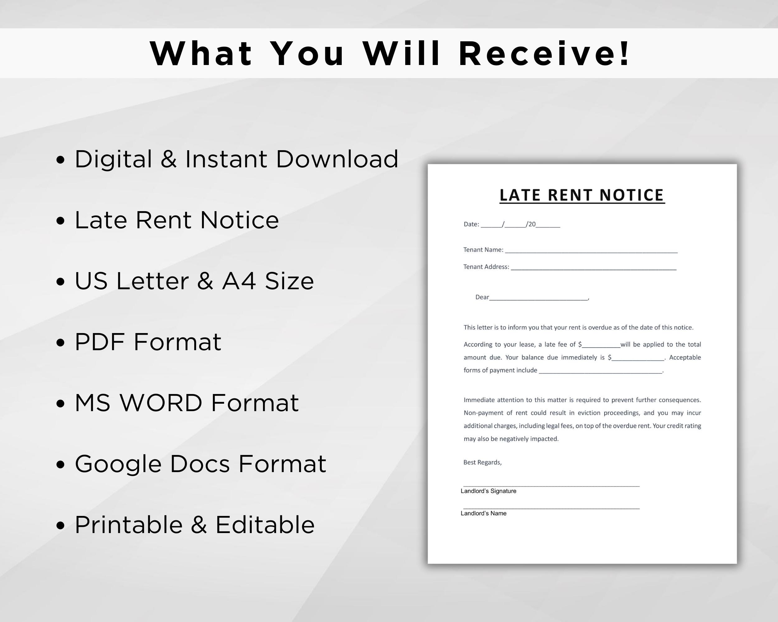 Late Rent Notice. Late Rent Payment. Notice to Pay or Quit. Tenant ...