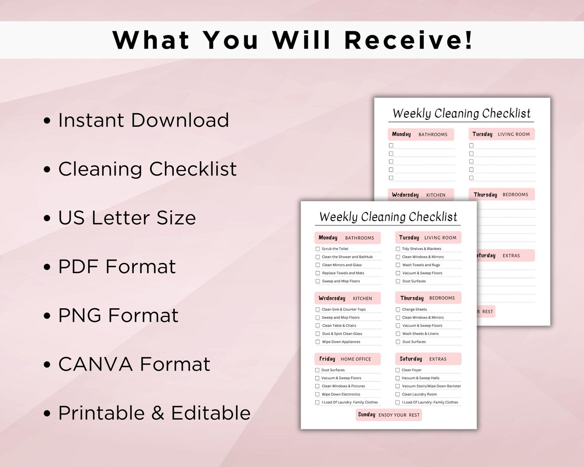 EDITABLE Cleaning Planner. Cleaning Checklist. Cleaning Schedule ...