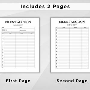 Editable Silent Auction Template Silent Auction Bid Sheet Silent ...