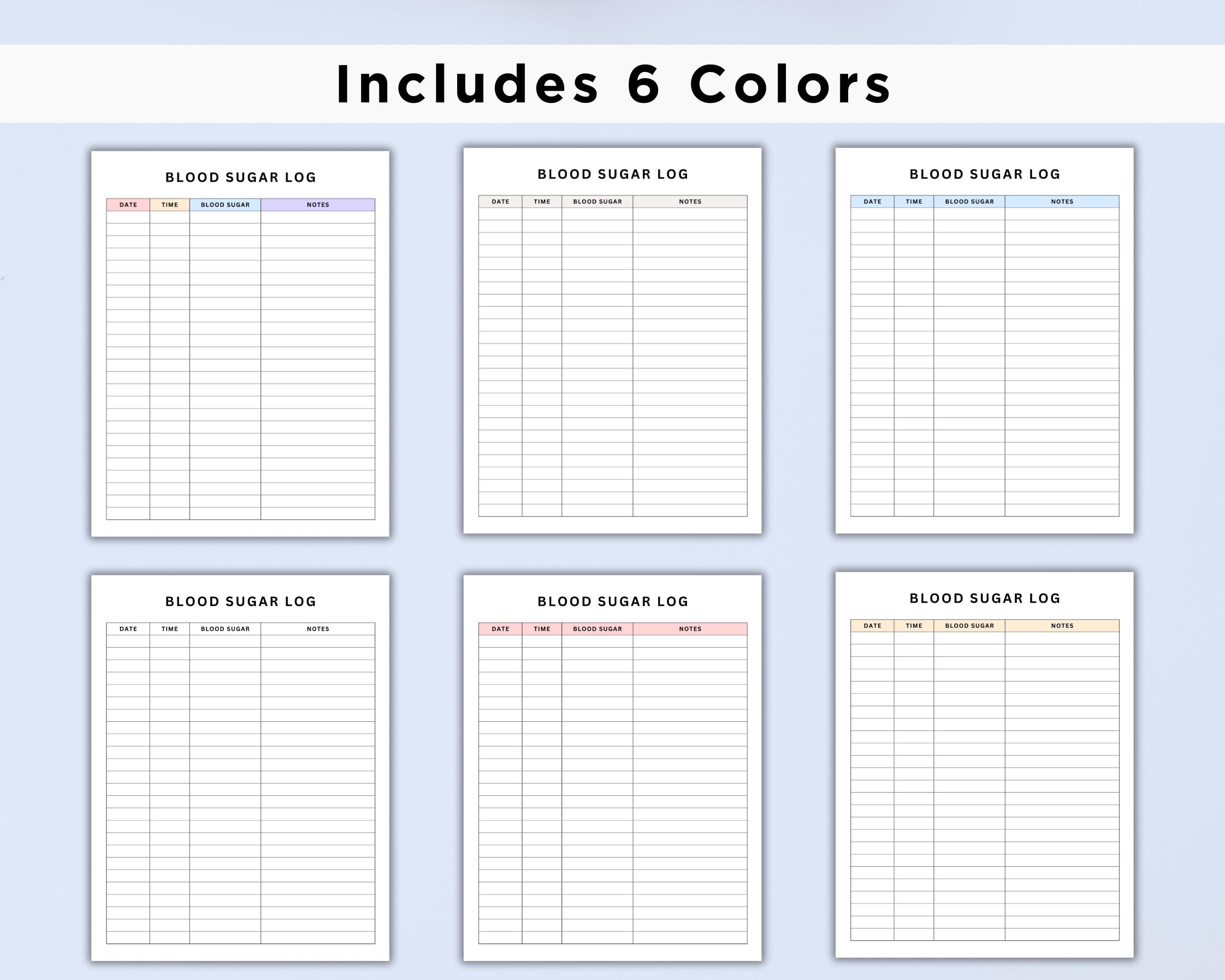 Blood Sugar Log Printable. Blood Sugar Reading Tracker. Blood Glucose ...