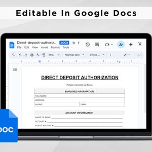 Direct Deposit Authorization. Printable Employee Direct Deposit Form ...