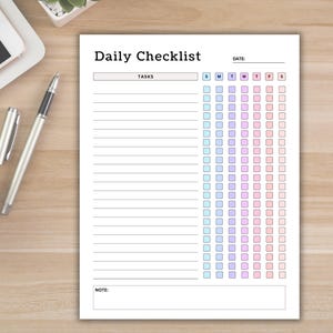 Printable Daily Checklist. Daily Task Checklist Template. Print at Home ...