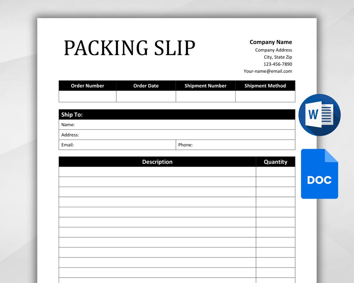 Packing Slip Template. Editable Small Business Packing Slip Template ...