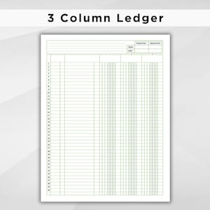 Accounting Ledger. 2-6 Columns Ledger. Columnar Paper. Digital Ledger ...