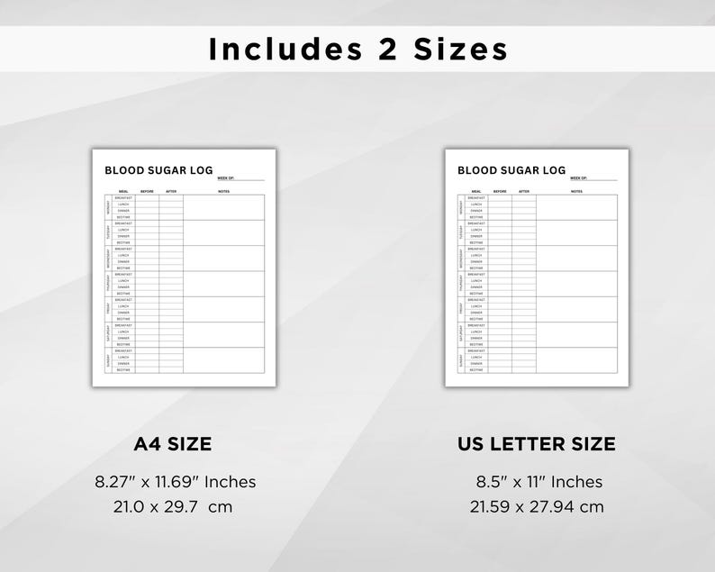 Blood Sugar Tracker Printable PDF, Blood Glucose Log, Weekly Diabetic ...
