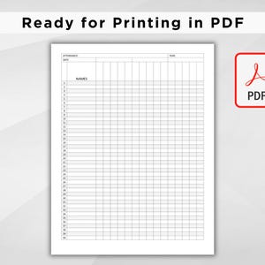 Attendance Tracker Printable. Attendance Sheet Template. Attendance ...