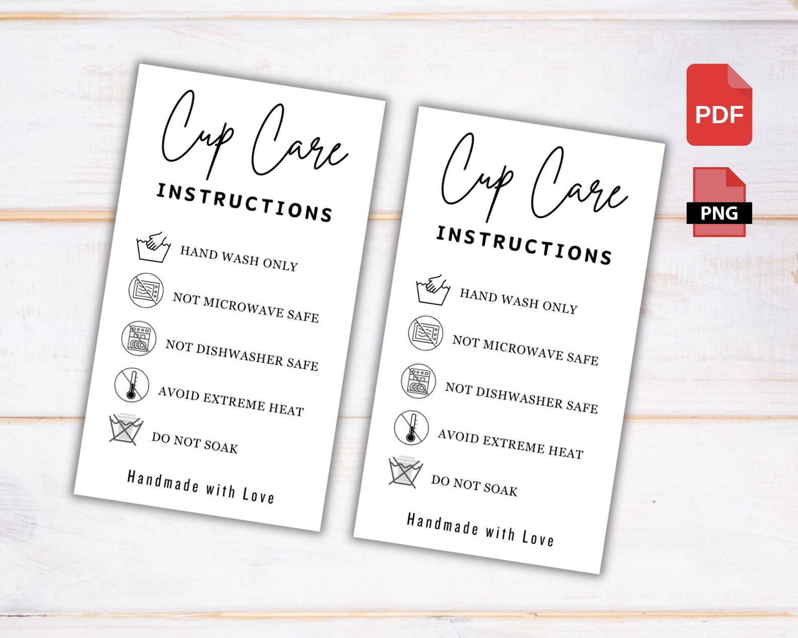 Printable Tumbler Cup Care Instructions Card. Tumbler Care Card ...