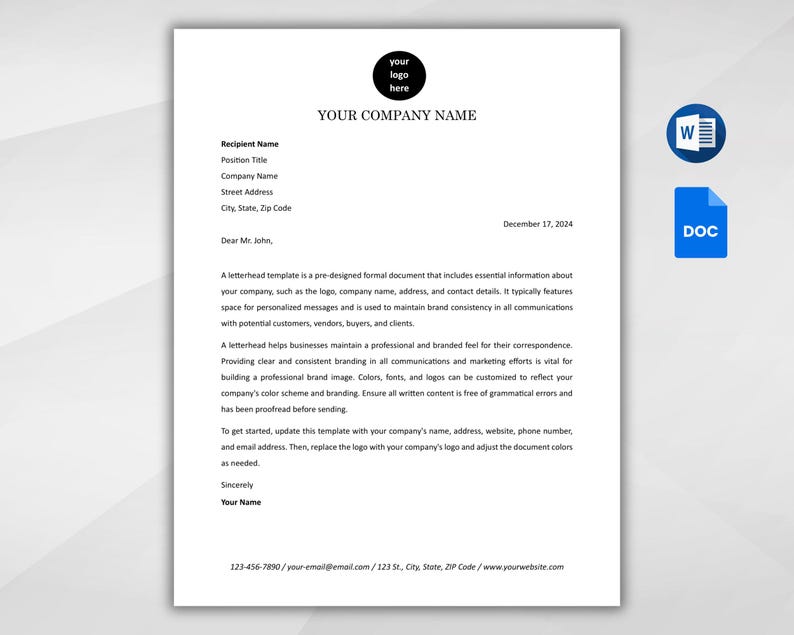 Letterhead Template. Editable Business Letterhead Template. Modern ...