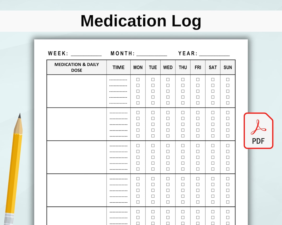 Medication Tracker. Printable Medication Log. Daily Medication Sheet ...