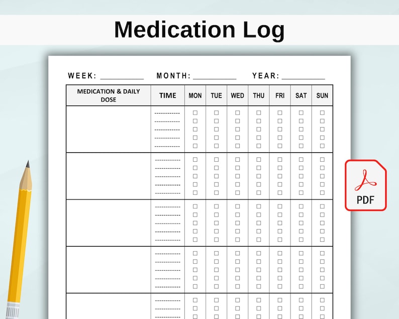 Medication Tracker. Printable Medication Log. Daily Medication Sheet ...