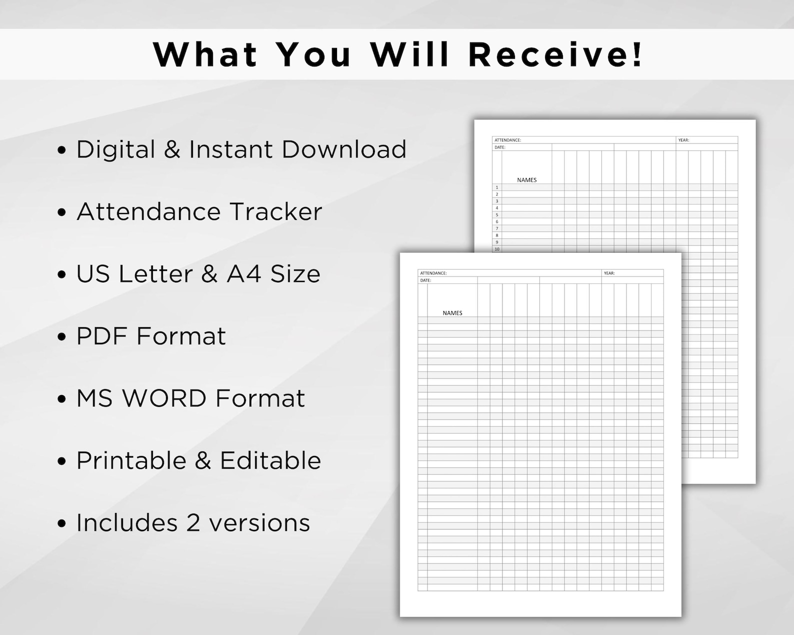 Attendance Tracker Printable. Attendance Sheet Template. Attendance ...