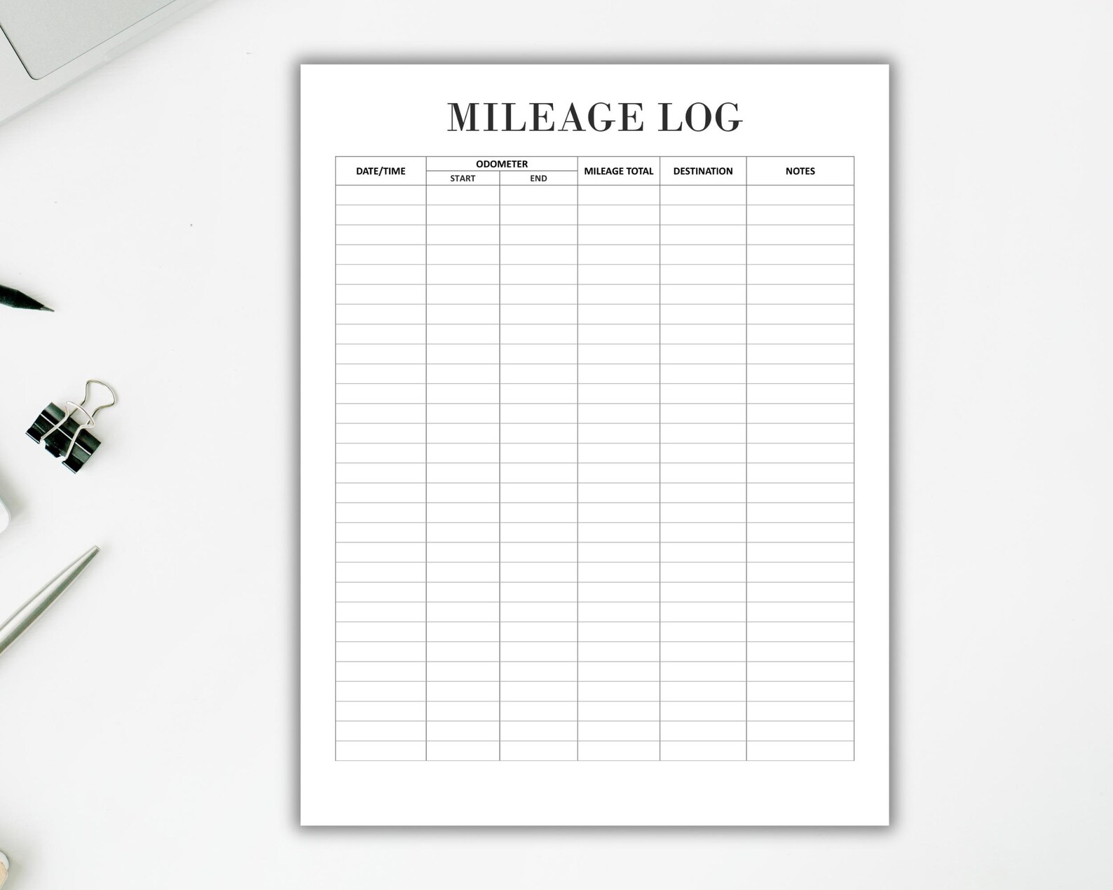 Editable Mileage Log. Printable Business Mileage Tracker. Miles Log ...
