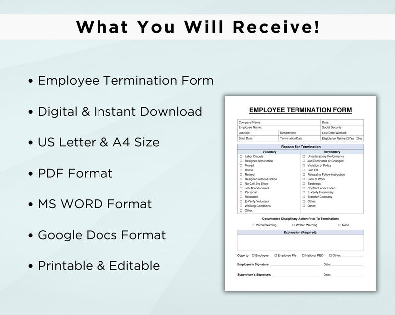 Employee Termination Form Editable. Printable Employee off Boarding ...