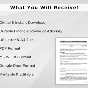 Durable Financial Power of Attorney Template. Printable POA Form ...