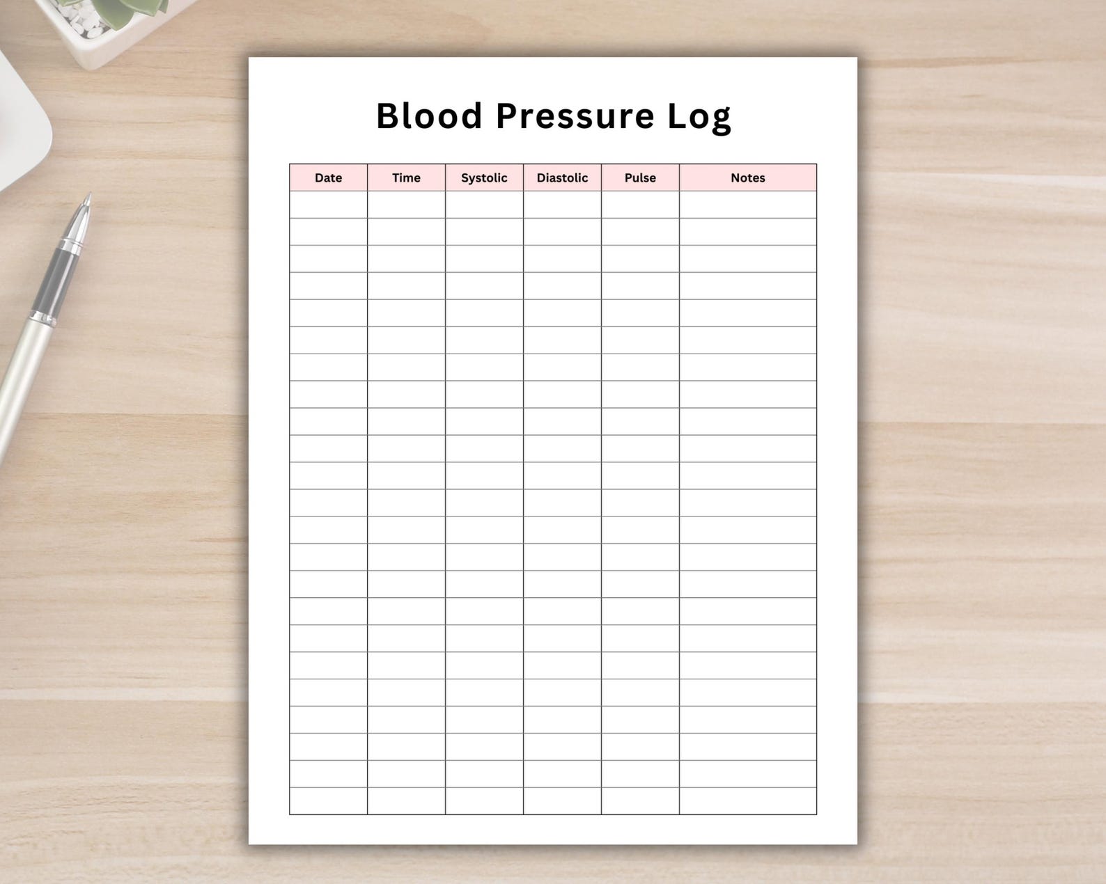 Blood Pressure Log Printable. High Blood Pressure Tracker. BP Tracker ...