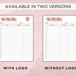 Editable Sign up Sheet Template. Printable Sign up Template. Sign up ...