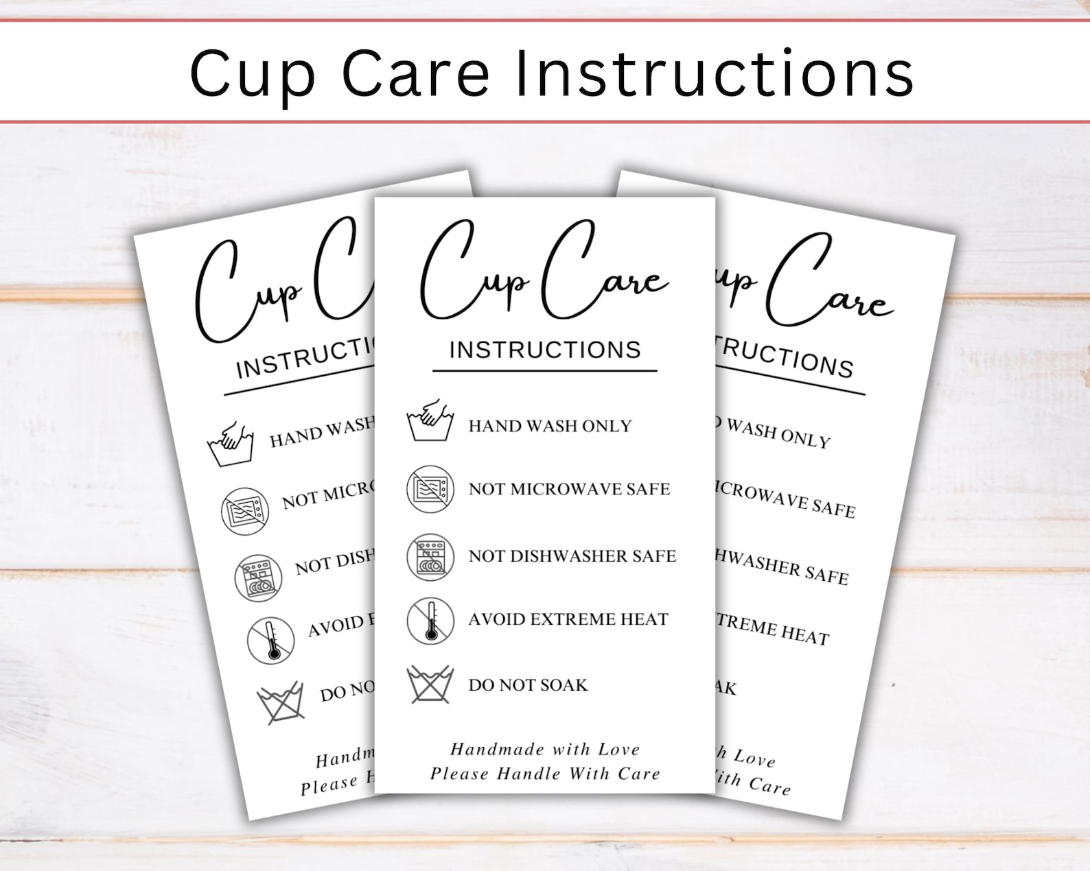 Tumbler Cup Care Instructions Card Printable, Tumbler Care Card ...
